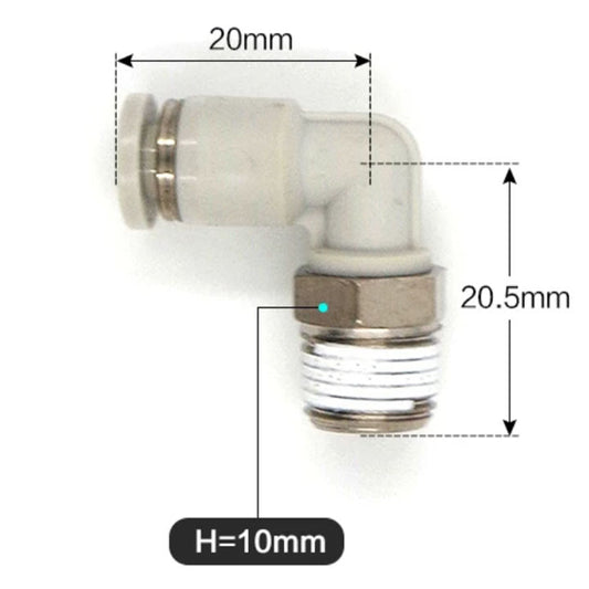 Airtac PL: Push Lock Fitting, Male Elbow - PL601 (MOQ 10 pcs.)