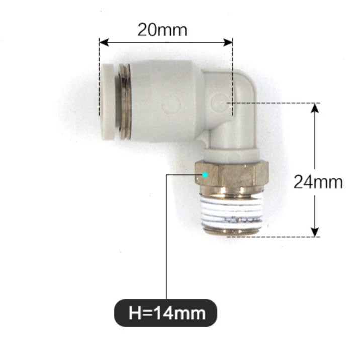 Airtac PL: Push Lock Fitting. Male Elbow - PL602